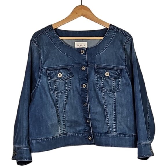 torrid | Jackets & Coats | Torrid Jacket Womens Cropped Denim 34 Sleeve ...